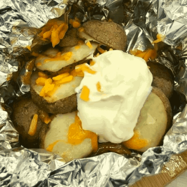 Air Fryer Loaded Campfire Roasted Potatoes - Fork To Spoon