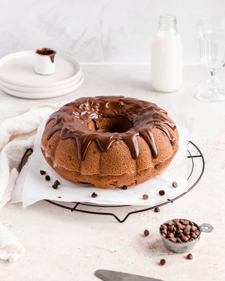 Air Fryer Chocolate Chip Bundt Pound Cake - Fork To Spoon