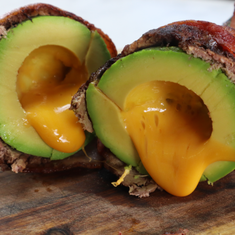 Air Fryer Bacon-Wrapped Avocado Burger Bombs - Fork To Spoon