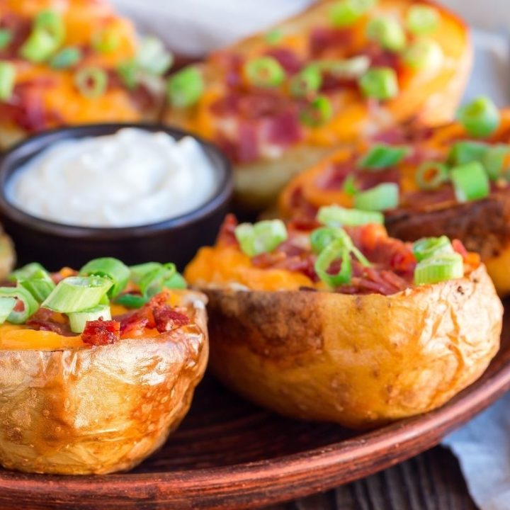 Instant Pot Loaded Potato Skins - Fork To Spoon