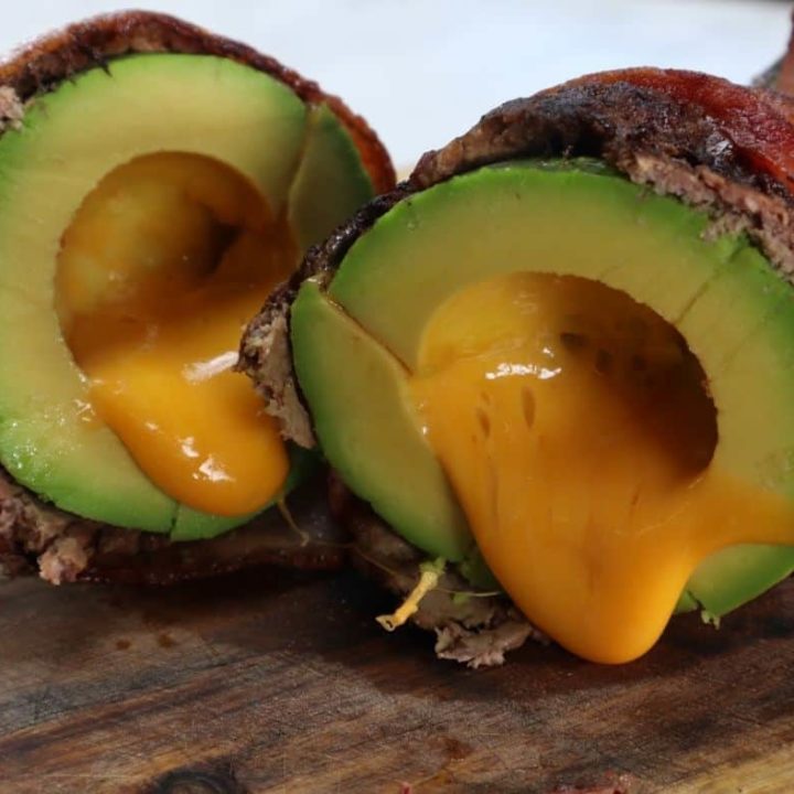 Air Fryer Keto Bacon-Wrapped Avocado Burger Bombs - Fork To Spoon