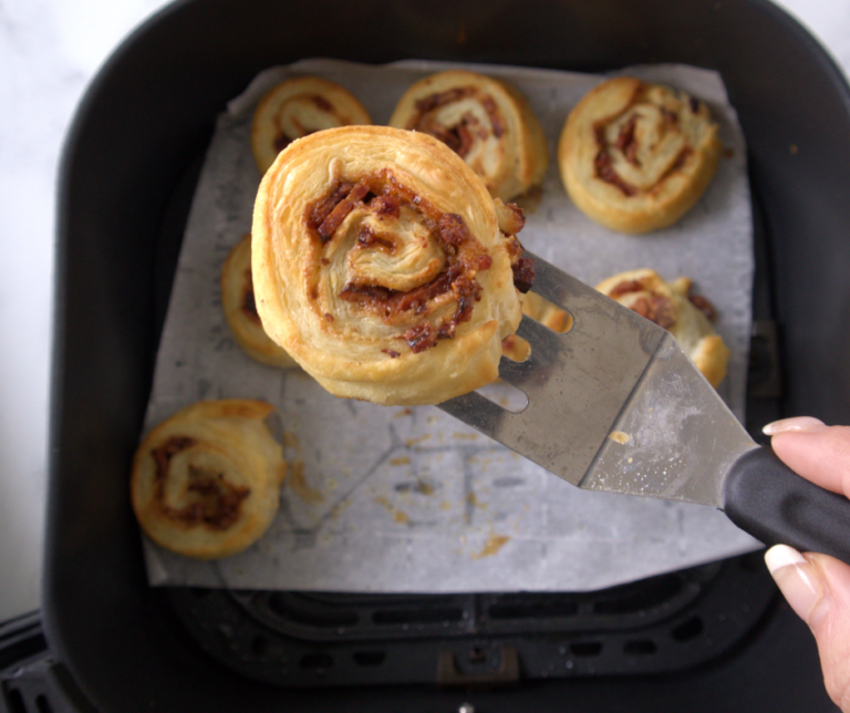 Air Fryer Bacon and Cheese Breakfast Pinwheels - Fork To Spoon