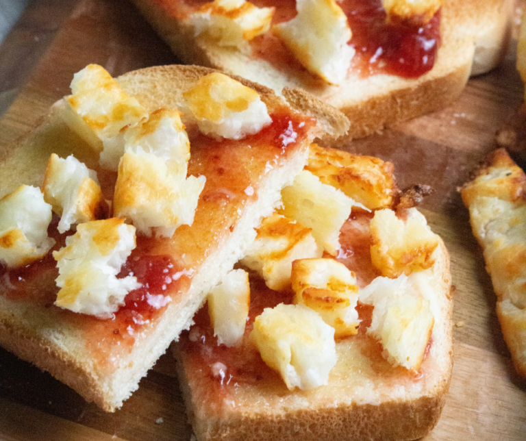 Air Fryer Halloumi Cheese Toast - Fork To Spoon