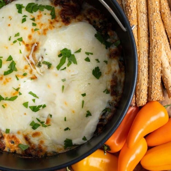 Air Fryer Cheesy Bacon Spinach Dip - Fork To Spoon