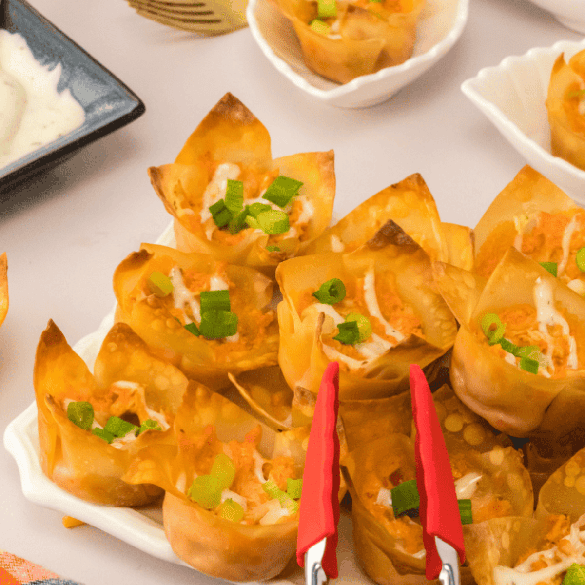 Buffalo Chicken Rangoons - Fork To Spoon