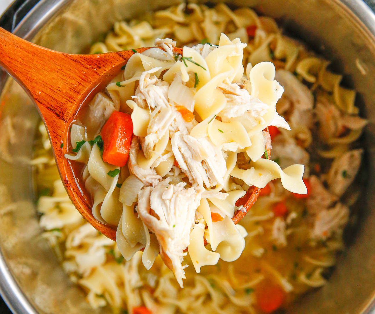 Copycat Instant Pot Panera Bread Chicken Noodle Soup - Fork To Spoon