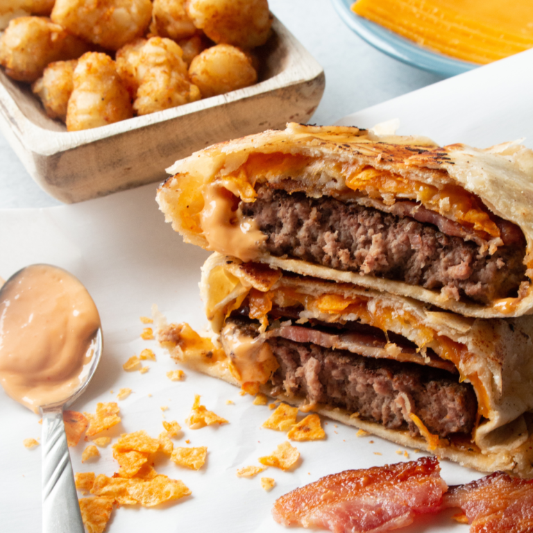 Air Fryer Cheeseburger Crunch Wrap - Fork To Spoon