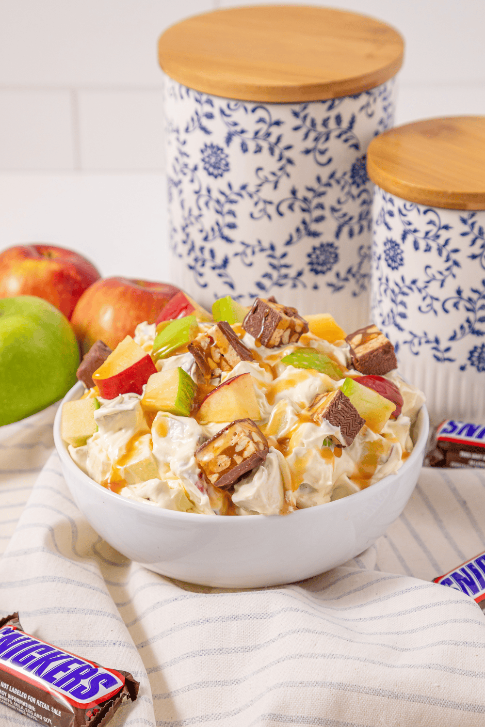 Easy Candy Bar Apple Salad Recipe (With Snickers!) - Fork To Spoon