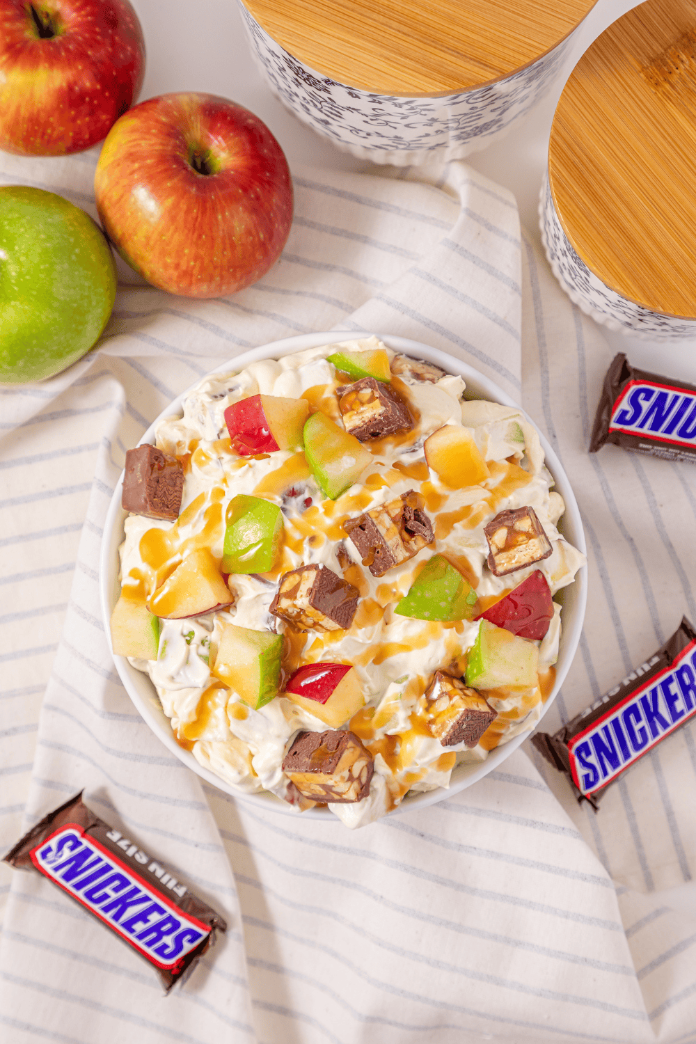 Easy Candy Bar Apple Salad Recipe (With Snickers!) - Fork To Spoon